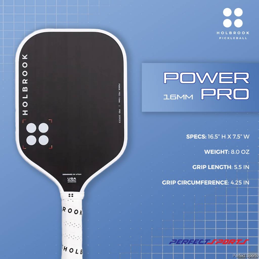 Holbrook Power Pro 16mm White Pickleball Paddle